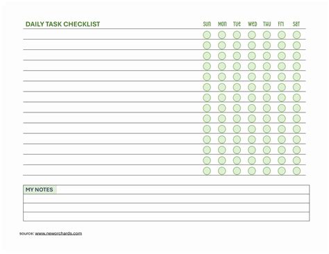 Free Weekly Checklist Templates Pdf Word Excel