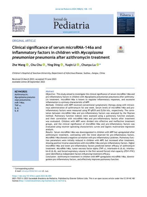 Clinical Significance Of Serum Microrna 146a And Inflammatory Factors