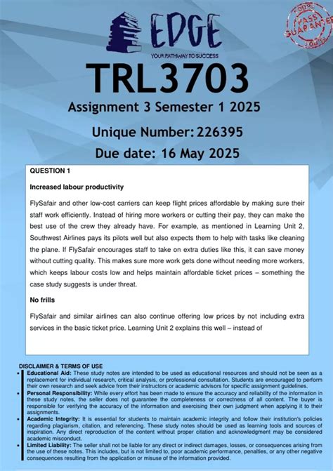 Trl3703 Assignment 3 Answers Semester 1 2025 Distinction Guaranteed