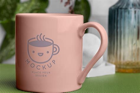 Premium Psd Cute Mug Design With Plants Mockup