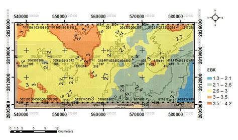 Interpolation Surface And Contour Maps For Tm 2 Min Using Ebk Download Scientific Diagram