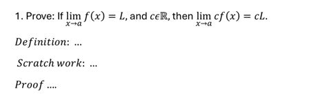 solved prove if limx→af x l ﻿and cinr then