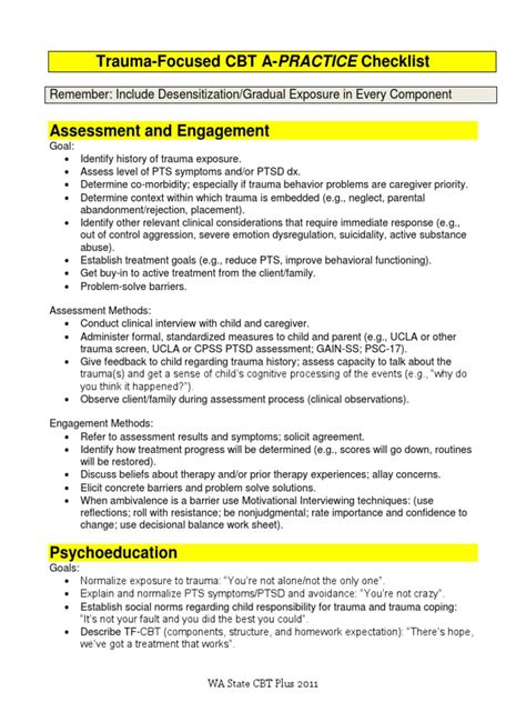 Tf Cbt Components Rationale And Methods Worksheet Pdf Cognitive Behavioral Therapy Thought