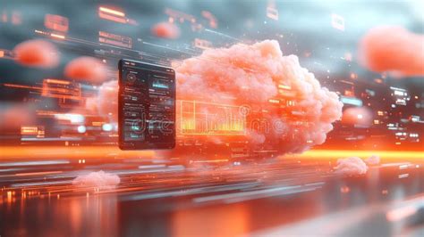 Futuristic Concept Of Cloud Computing With Data Visualization And Technology Elements Stock