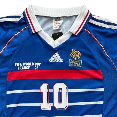 Zinedine Zidane 10 France Adidas 1998 World Cup Away Jersey Vintage