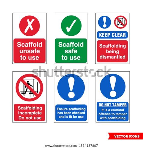 Scaffolding Signs Icon Set Color Types Stock Vector Royalty Free