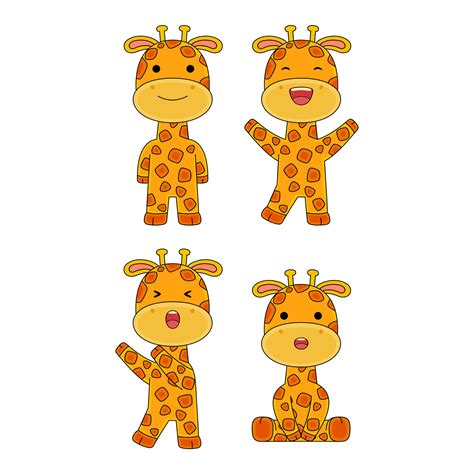 Cute Giraffe Character Vector Illustration 37368547 Vector Art At Vecteezy