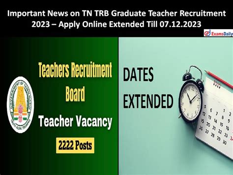 Important News On Tn Trb Graduate Teacher Recruitment 2023 Apply