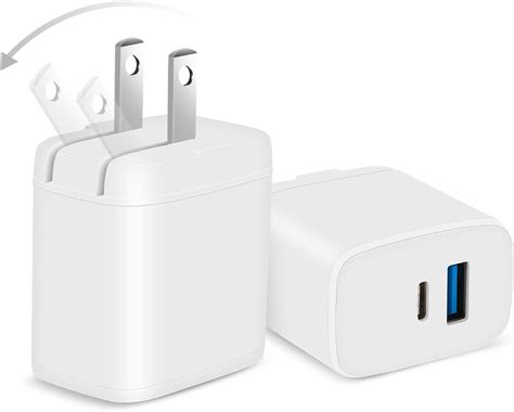 Hhmm 2 Pack Foldable 20w Dual Port Charger Block Colud