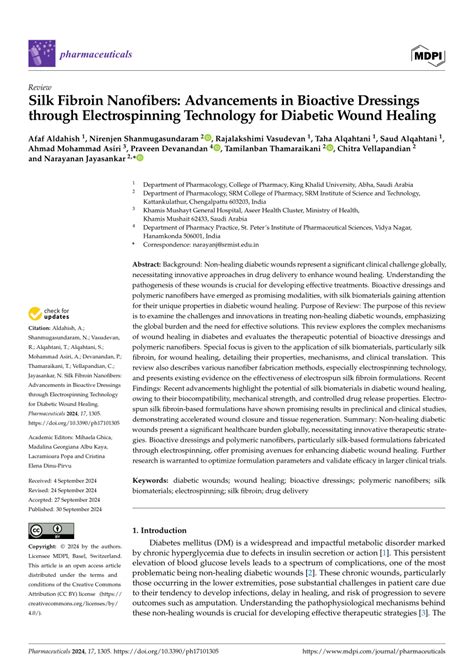 Pdf Silk Fibroin Nanofibers Advancements In Bioactive Dressings Through Electrospinning