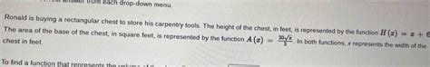 Solved Answer From Each Drop Down Menu Ronald Is Buying A Rectangular