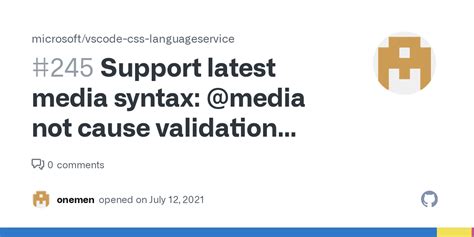 Support Latest Media Syntax Media Not Cause Validation Error · Issue 245 · Microsoftvscode