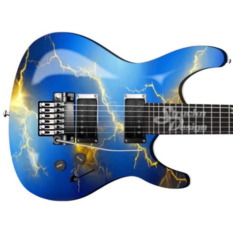 Yellow Lightning Bolt Blue Electric Bass Metal Vinyl Guitar Wrap Skin