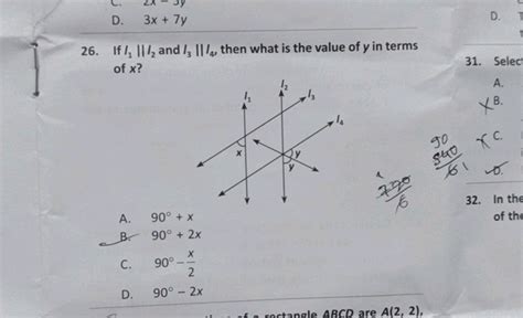 if l1 l2 and l3 l4 then what is the value of y in terms of x diagram