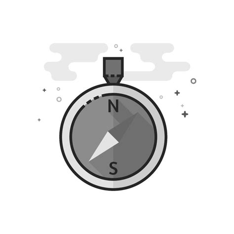 Flat Outlined Grayscale Style Illustration Compass Icon 54966893 Vector