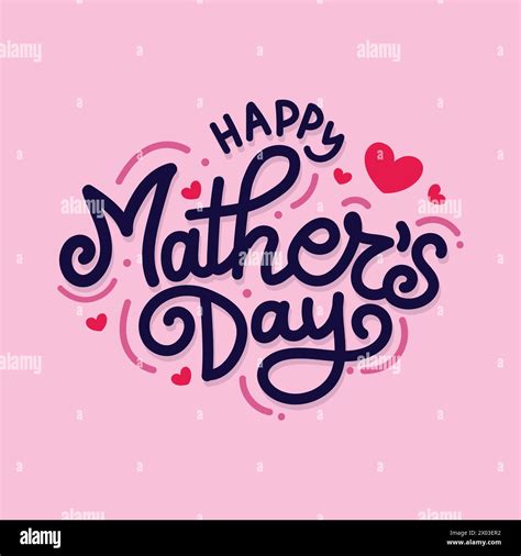 Happy Mothers Day Hand Drawn Typography With Hearts Vector