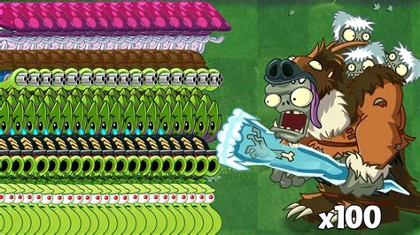 Pvz 2 Challenge 100 Plants Max Level Vs 100 Sloth Gargantuar Zombies