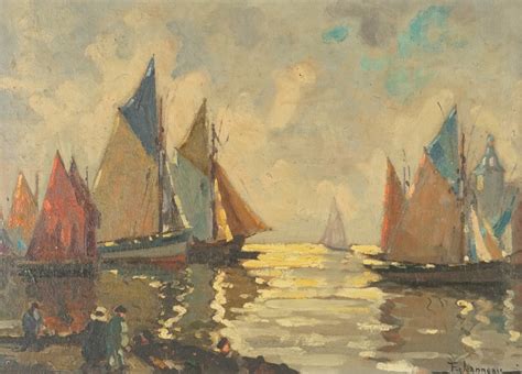 Fernand Jeanneau 1884 1966 Marine Huile Sur Carton Signée En Bas à Droite 23