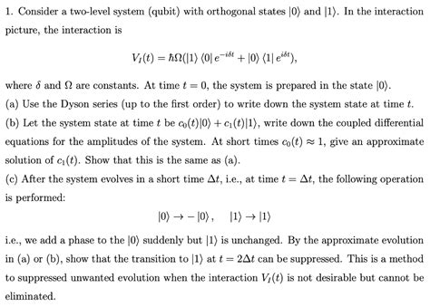 Solved 1 Consider A Two Level System Qubit With