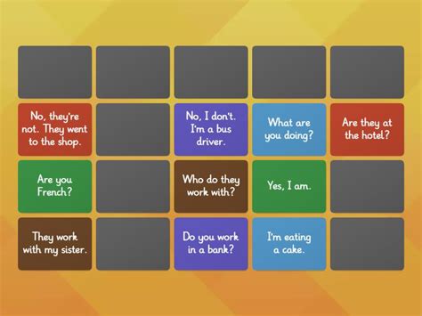 Match The Questions With The Correct Answer Matching Pairs