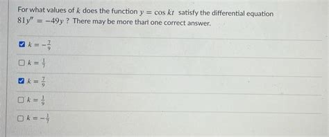 Solved For What Values Of K Does The Function Y Cos Kt Chegg