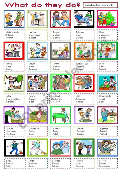 What Do They Do Esl Worksheet By Sasuna