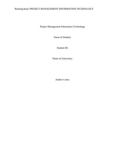 Project Management Information Technology Desklib