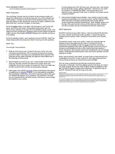 How To Get Band 6 In Muet Pdf English Language