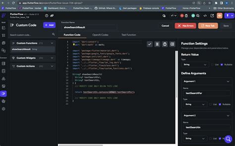 Custom Functions Editor Issue · Issue 728 · Flutterflowflutterflow Issues · Github