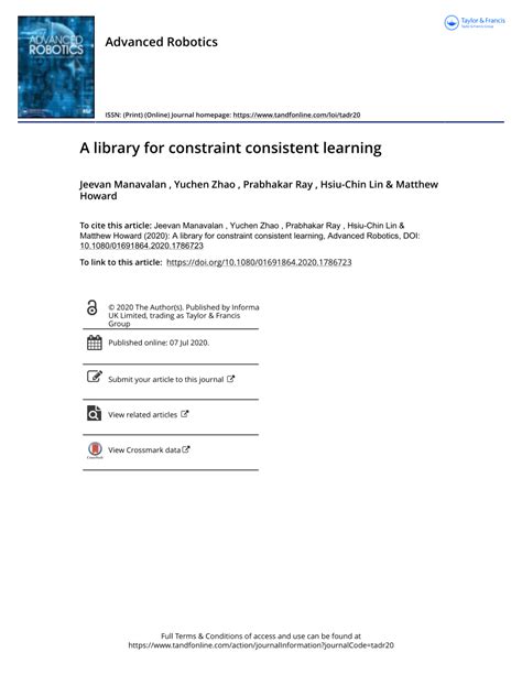 Pdf A Library For Constraint Consistent Learning