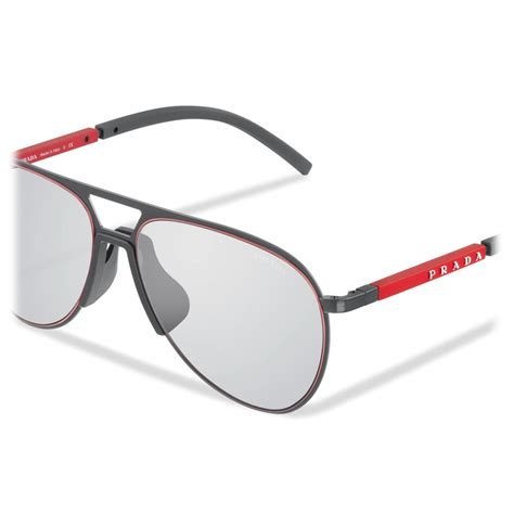 Prada Prada Linea Rossa Pilot Sunglasses Gray Prada Collection Sunglasses Prada
