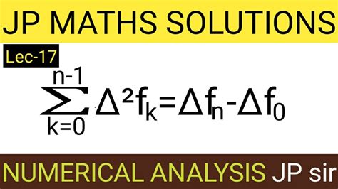 Numerical Analysis Finite Differences Lecture 17 Youtube