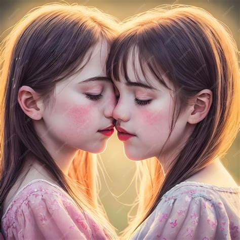 Premium Photo Two Pretty Girls Kissing Valentines Day