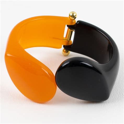 Angela Caputi Black And Orange Resin Clamper Bracelet For Sale At 1stdibs Angela Caputi