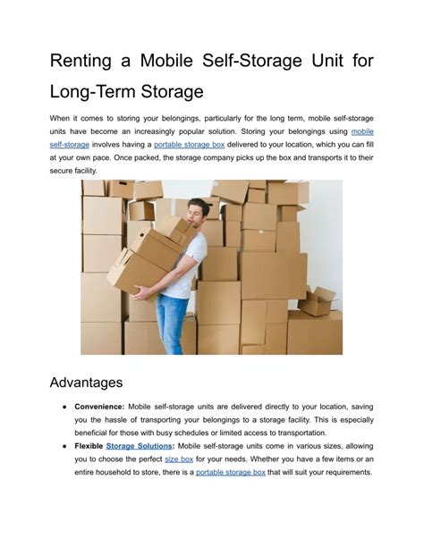 Ppt Renting A Mobile Self Storage Unit For Long Term Storage