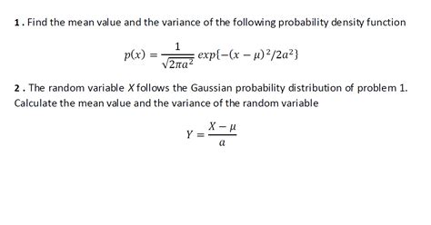 Solved Find The Mean Value And The Variance Of The Chegg Com