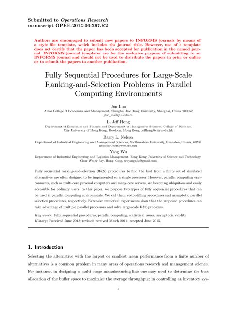 Pdf Fully Sequential Procedures For Large Scale Ranking And Selection Problems In Parallel
