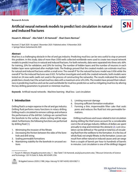 Ann Models To Predict Lost Circulation In Natural Pdf