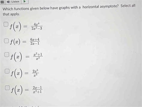 solved listen which functions given below have graphs with a