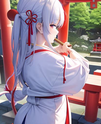 神社にいる巫女さんのかわいい2次元萌え系リアル系イラスト画像と巫女さんの仕事や収入について 萌え研究の情報AIイラストサイト