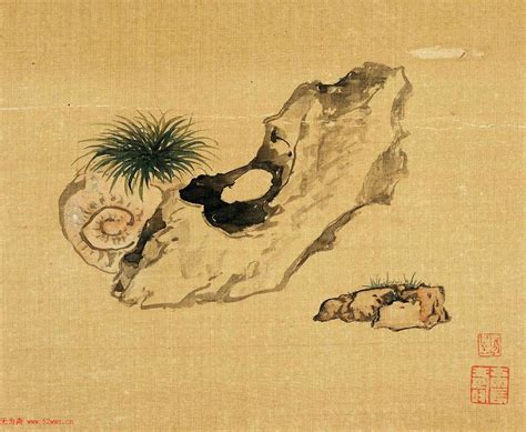 清末书画家居廉花卉奇石册十二开 花鸟作品 国画欣赏 第3页 无为斋