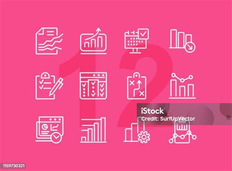 Kumpulan Ikon Garis Analitik Grafik Diagram Bagan Konsep Analisis Dapat
