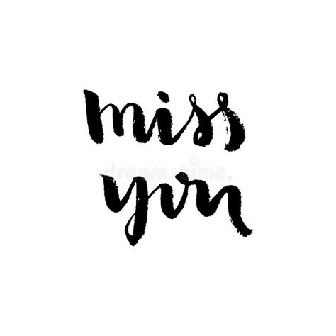 Miss You Hand Lettering Vector Stock Vector Illustration Of