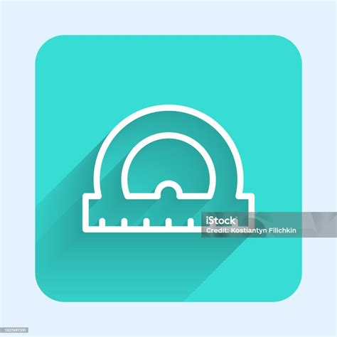 긴 그림자로 격리 된 도 아이콘을 측정하기위한 흰색 라인 Pro트랙터 그리드 기울기 각도 미터 측정 도구 기하학적 기호 녹색