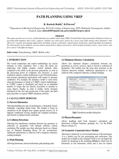 path planning using vrep pdf simulation rendering computer graphics