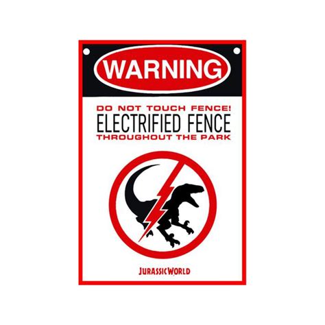 Letrero De Advertencia De Valla Electrificada De Jurassic World Litho Marzo 2017 Exclusivo