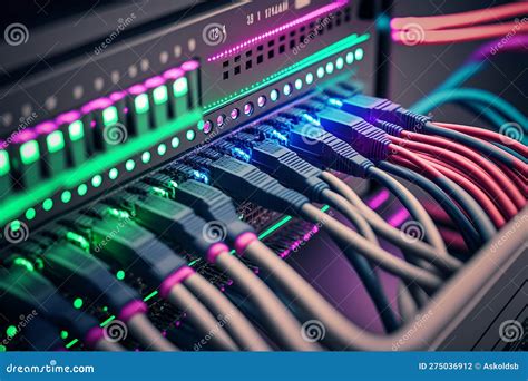 Network Panel Switch And Cable In Data Center Generative AI Stock Photo Image Of Data Plug