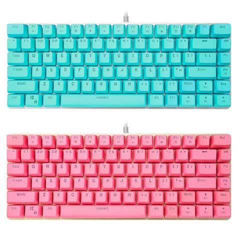Ergonomic White Backlight Mechanical Keyboard Blue Switch PBT Keys Wired USB Keyboard Longhua