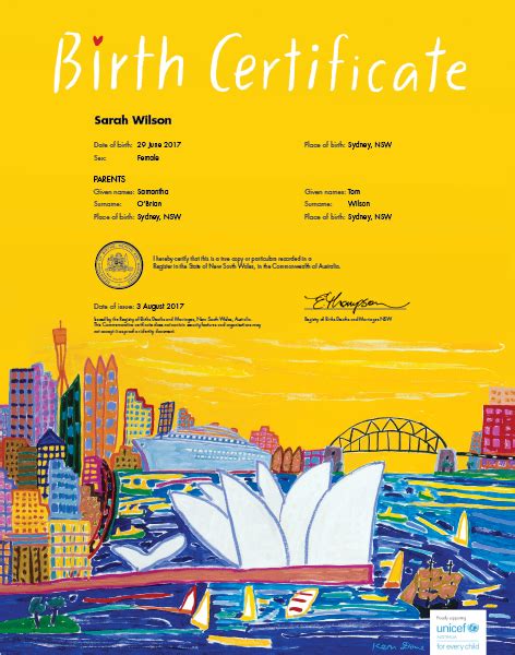 Commemorative Birth Certificate Designs Nsw Government