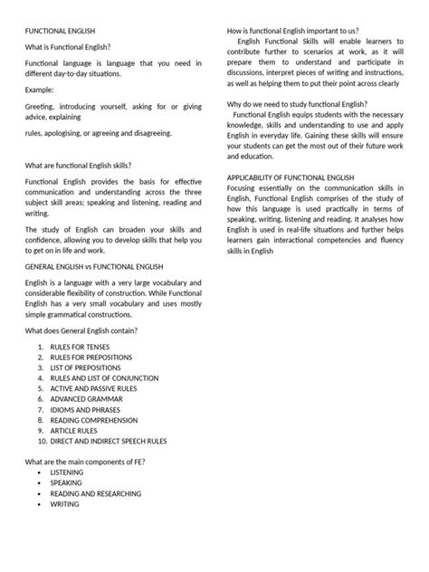 Functional English Pdf English Language Fluency